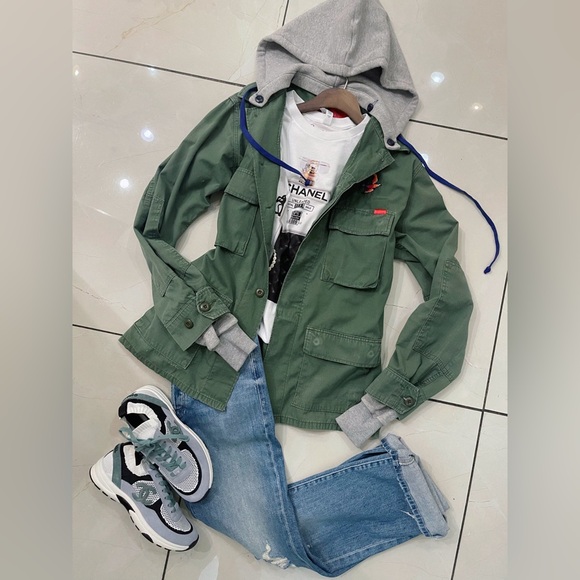 MOTHER | Jackets & Coats | Nwt Mother Denim Grey Hood Combo Army Jacket ...